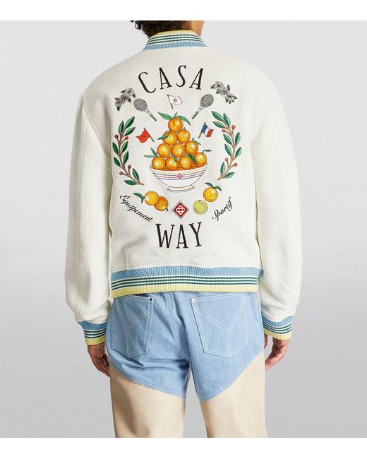 Casablancabrand Casa Way Bomber Jacket in White for Men | Lyst UK