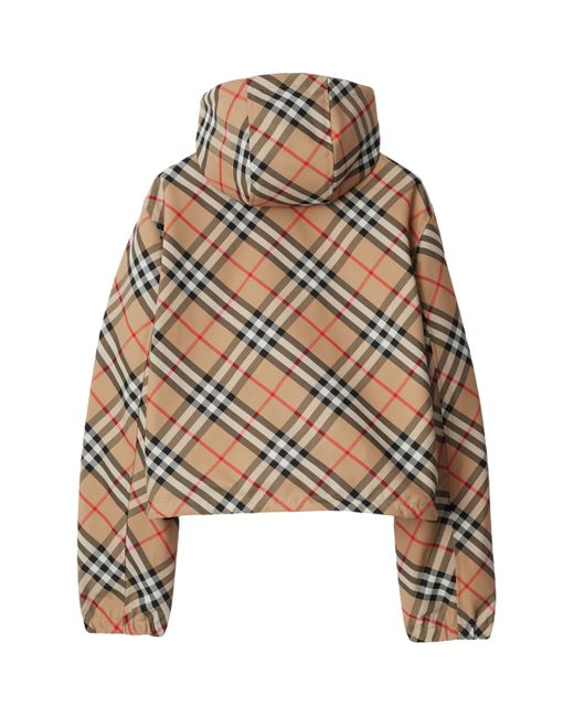 Burberry Check Cropped Reversible Jacket in Yellow | Lyst