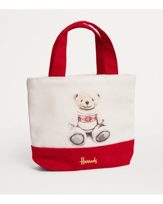 Harrods Mini Canvas Christmas Bear 2024 Tote Bag in Red | Lyst