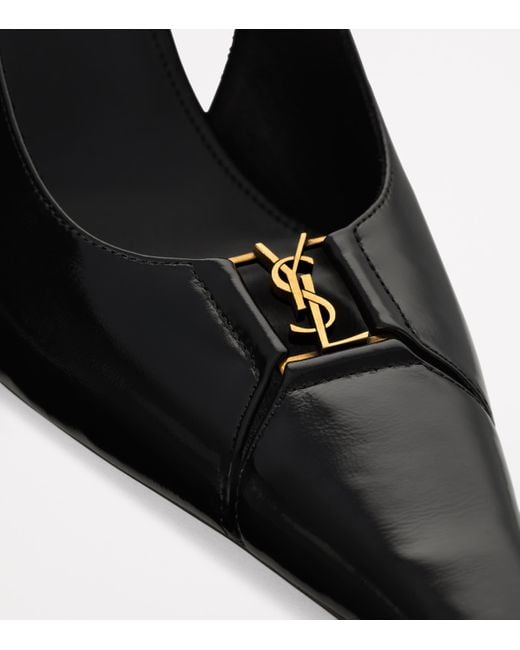 Saint Laurent Patent Leather Babylone Slingback Pumps 90 in Black | Lyst