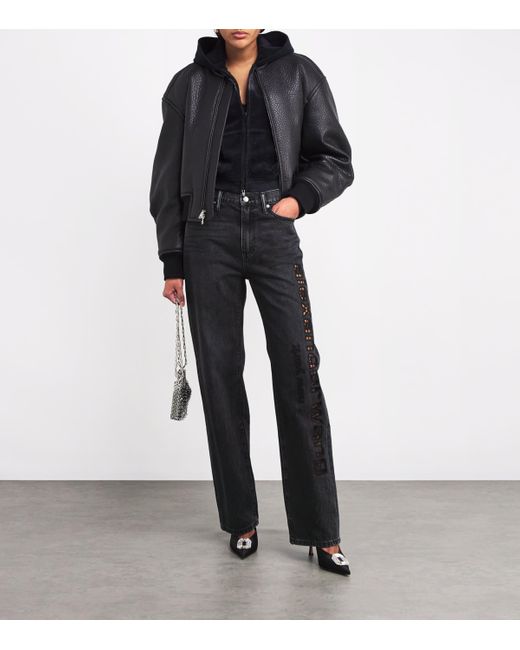 Alexander Wang Cut-Out Logo Relaxed Jeans in Black | Lyst