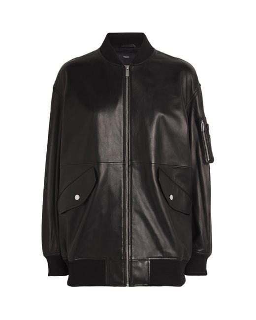 Theory Flight Leather Jacket in Black | Lyst