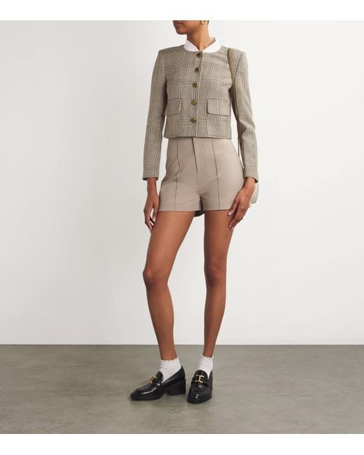 Self-Portrait Check Jacquard Jacket in Natural | Lyst