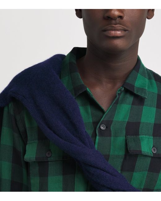 Polo Ralph Lauren Cotton Flannel Check Overshirt in Green for Men | Lyst