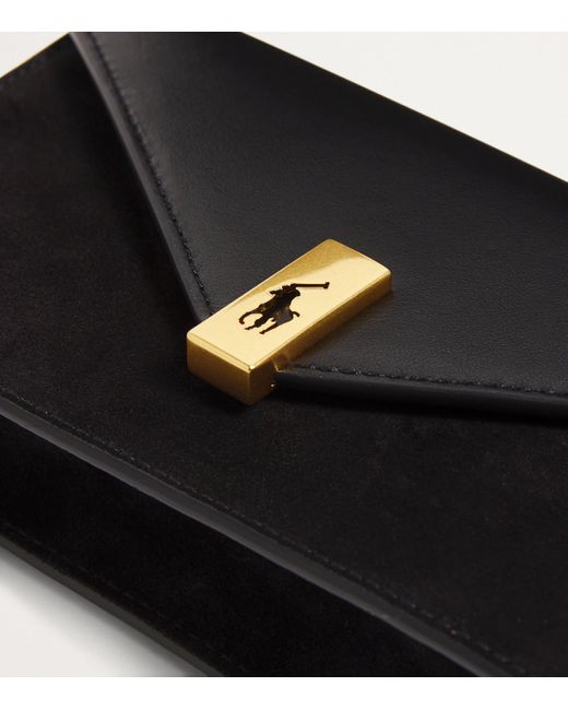 Polo Ralph Lauren Leather-Suede Polo Id Chain Wallet in Black | Lyst