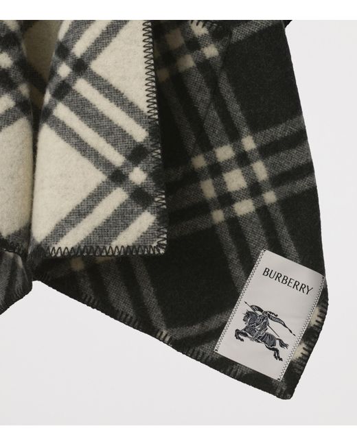 Burberry Wool Reversible Check Cape in Black | Lyst UK