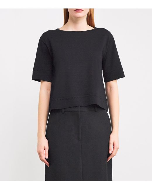Max Mara Stretch Perforated-Detail Crop Top in Black | Lyst