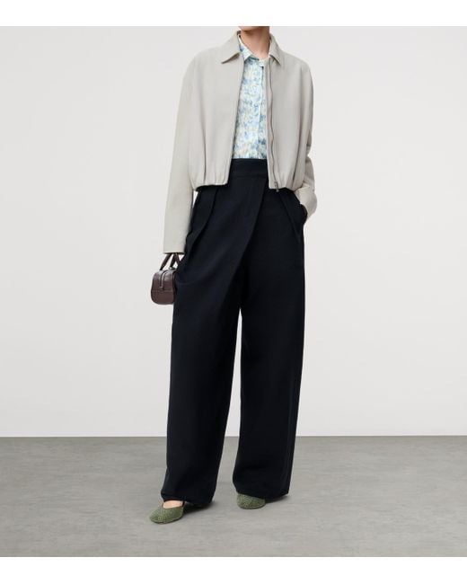 Loewe Draped Suede Jacket in Gray | Lyst