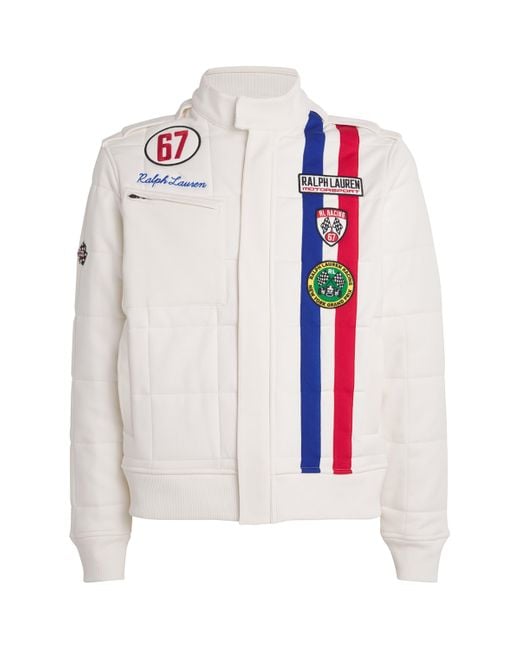 Polo Ralph Lauren Double-Knit Racing Logo Jacket in White for Men | Lyst