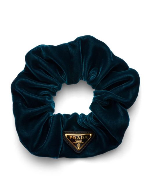Prada Cotton-Velvet Scrunchie in Blue | Lyst UK