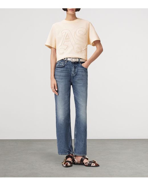 AllSaints Embroidered Lisa T-Shirt in Natural | Lyst