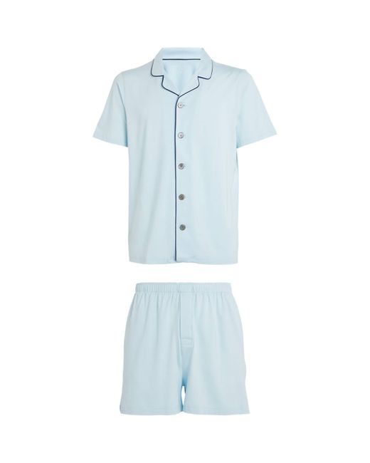 Derek Rose Micro Modal Short Pyjama Set in Blue for Men | Lyst