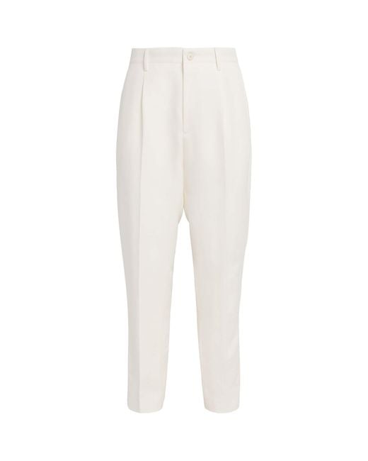 Canali Linen-Silk Straight Suit Trousers in White for Men | Lyst UK