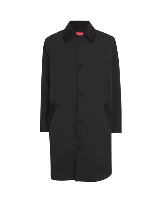 424 Leather-Trim Trench Coat in Black for Men | Lyst UK