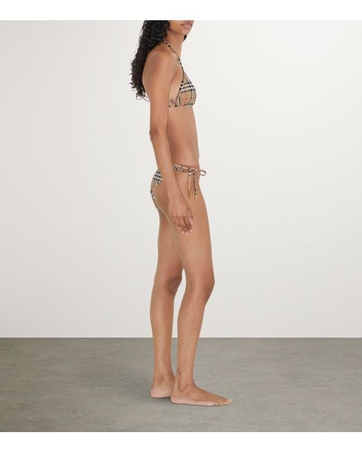 Burberry Check Triangle Bikini in Metallic | Lyst