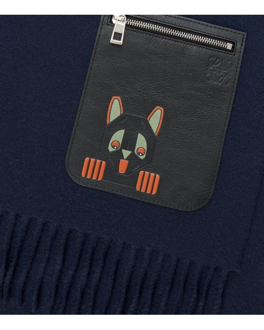 Loewe X Louis Wain Wool-Cashmere Pocket-Detail Scarf in Blue | Lyst UK