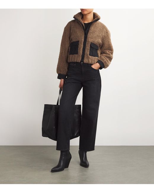 PAIGE Faux Shearling Locklin Jacket in Brown | Lyst