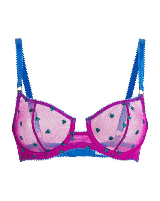 Dora Larsen Heart Embroidered Mabel Bra in Purple | Lyst