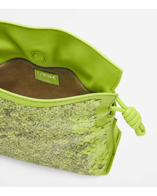 Loewe Mini Snakeskin Scales Flamenco Clutch in Green | Lyst