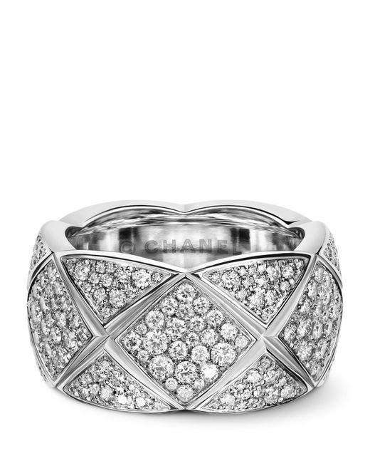 Chanel Medium And Diamond Coco Crush Ring in Grey | Lyst UK