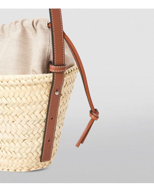 Loewe X Paula's Ibiza Woven Drawstring Bucket Bag in Pink | Lyst