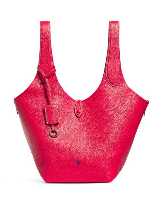 Polo Ralph Lauren Medium Leather Polo Play Tote Bag in Pink | Lyst