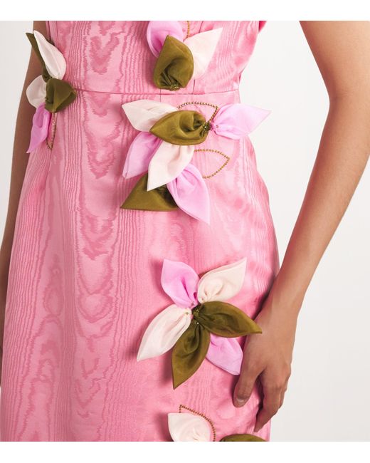 Emilia Wickstead Embellished Cappia Midi Dress in Pink | Lyst