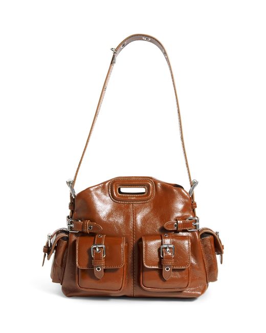 Maje Leather Miss M Pocket Shoulder Bag in Brown | Lyst