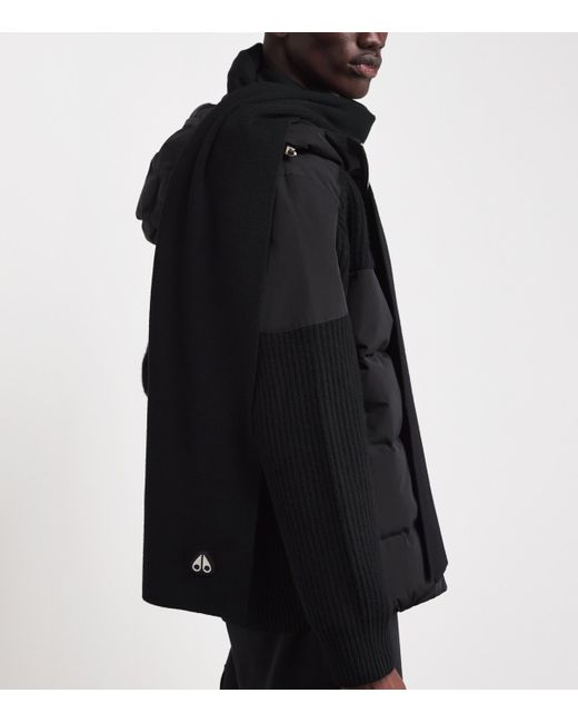 Moose Knuckles Wool Parnis Logo Scarf in Black | Lyst UK