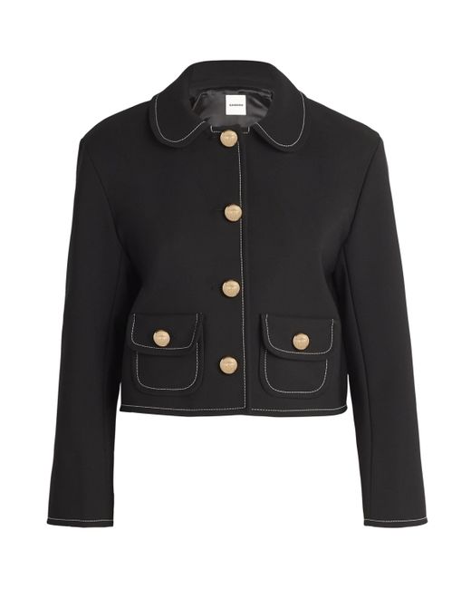 Sandro Twin-Pocket Cropped Jacket in Black | Lyst