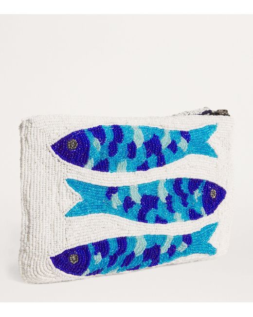 The Jacksons Beaded Fish Clutch Bag in Blue | Lyst