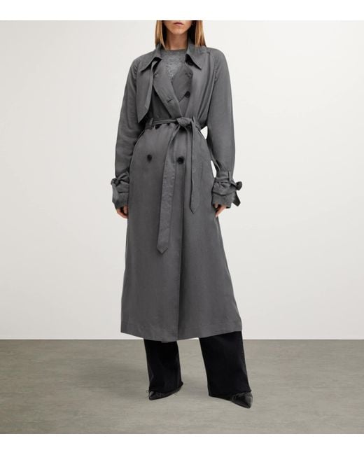 AllSaints Koko Trench Coat in Gray | Lyst