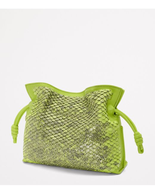 Loewe Mini Snakeskin Scales Flamenco Clutch in Green | Lyst