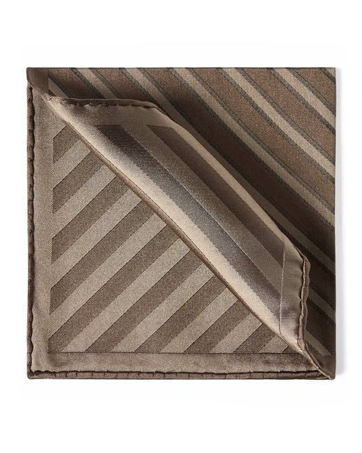 Brunello Cucinelli Silk Striped Pocket Square in Brown for Men | Lyst UK