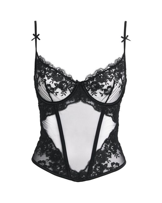 Skims Lace Demi Corset in Black | Lyst UK