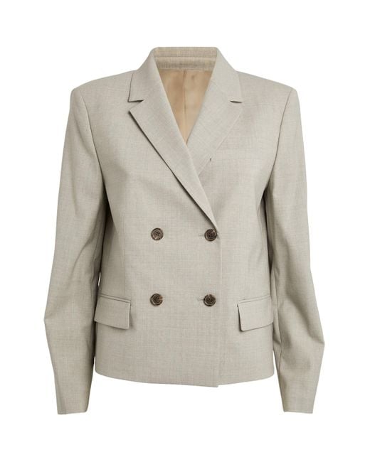Theory Double-Breasted Square Blazer in Natural | Lyst