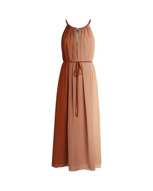 Theory Silk Sleeveless Midi Dress In Orange Brown Lyst