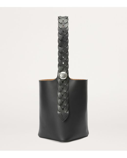 Loewe Leather Woven Pebble Bucket Bag in Black for Men | Lyst