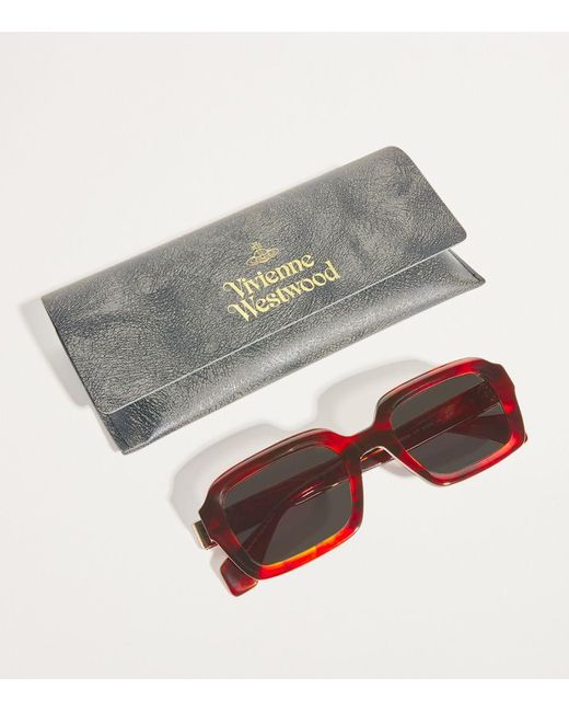 Vivienne Westwood Tortoiseshell Rectangle Hardware Sunglasses in Brown ...