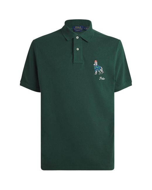 Polo Ralph Lauren Mesh Dog-Embroidered Polo Shirt in Green for Men | Lyst