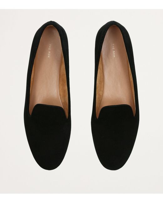 The Row Suede Tippi Loafers in Black | Lyst
