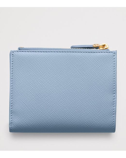 Prada Small Saffiano Leather Wallet in Blue | Lyst UK