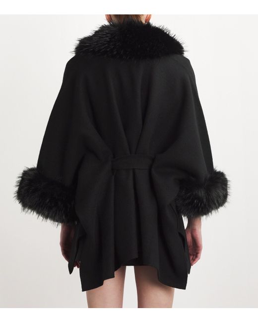Alice + Olivia Faux Fur-Trim Joanna Cardigan in Black | Lyst