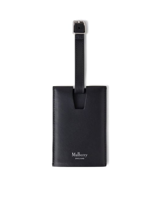 Mulberry Calfskin Logo Luggage Tag in Black | Lyst