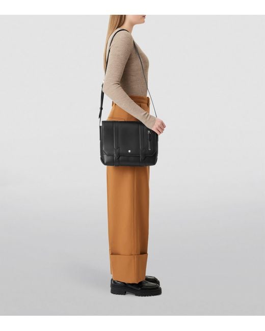 Montblanc Small Leather Meisterstück Selection Messenger Bag in Black ...