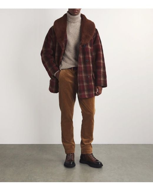 Polo Ralph Lauren Plaid Shearling-Collar Ranch Jacket in Brown for Men ...
