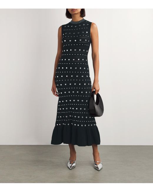 Sandro Stud-Detail Knitted Maxi Dress in Black | Lyst