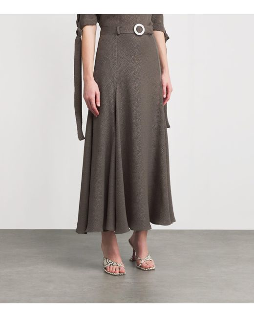 Edeline Lee Jacquard Belted Jete Midi Skirt in Brown | Lyst UK