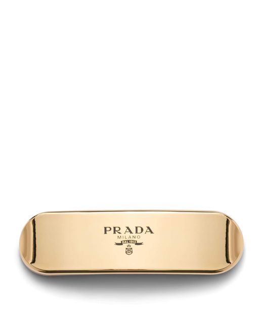 Prada Metal Logo Hair Clip in Natural | Lyst UK