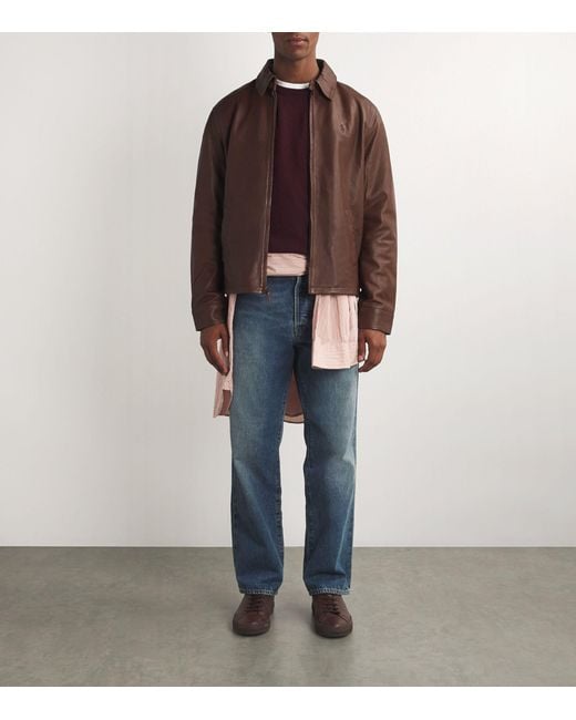Polo Ralph Lauren Lambskin Windbreaker Leather Jacket in Brown for Men | Lyst